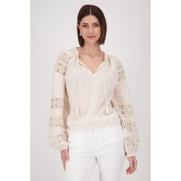 monari Schlupfbluse mit Spitze beige 44 44 Feminine Bluse mit Bändchen am Ausschnitt von monari