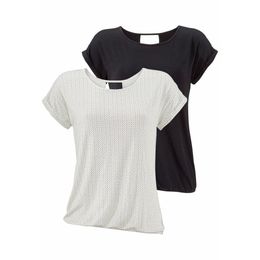 Lascana T-Shirts Damen Gr&ouml;&szlig;e XS schwarz / offwhite