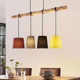 LINDBY Hängeleuchte Moskau , bunt, Textil, Holz, E27, 116 cm