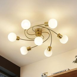 LINDBY Deckenlampe Ciala, 7-flg., messingfarben, Glas, E14