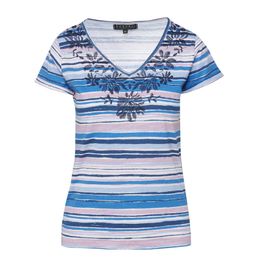 Koroshi T-Shirt Damen Gr&ouml;&szlig;e XXL blau / hellblau / rosa / wei&szlig;