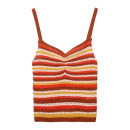 Pull&Bear Pull&bear Top Damen Gr&ouml;&szlig;e L ecru / rostbraun / dunkelgelb / rot