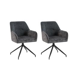 ByLiving Esszimmerstuhl JACKY, 2-er Set, Boucl&eacute;bezug anthrazit, Gestell schwarz