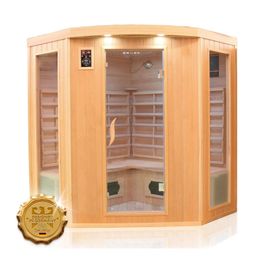 Dewello&reg; Infrarotkabine Infrarotsauna HALEY 160cm x 160cm inkl. 8 Keramikstrahler, Bodenstrahler und Zubeh&ouml;r, Farblicht, LED