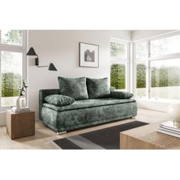 Schlafsofa WERK2 "Biggi komfortabel & elegant, Schlaffunktion, Bettkasten, Breite 206 cm", gr&uuml;n, B:206cm H:88cm T:91cm, 100% Polyester, Sofas, Schlafsofa, inkl. losen Kissen, Boucl&eacute; APHRODITE, Gr&uuml;n