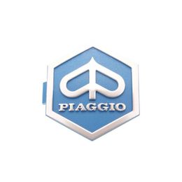 Emblem Piaggio zum Stecken 6-eckig 32x37mm 3D blau / silber
