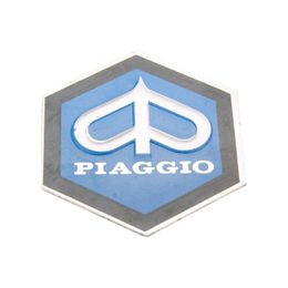 Cif Emblem Piaggio zum Kleben 6-eckig 31x36mm Aluminium f&uuml;r Kaskade f&uuml;r Vespa PK50, PK80 82-88