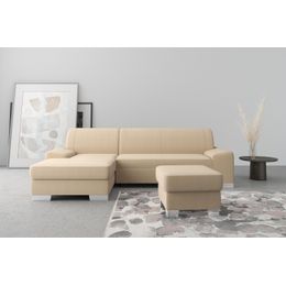 Ecksofa DOMO collection "Anzio L-Form, whlw. Bettfunktion, Federkern, hochwertig, Breite 271 cm", braun (cappucino), B:271cm H:85cm T:160cm, Sofas, Ecksofa, Mit Bettfunktion, Recamiere links, Chenille-Struktur, cappucino