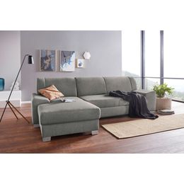 Ecksofa DOMO collection "Anzio L-Form, whlw. Bettfunktion, Federkern, hochwertig, Breite 271 cm", grau (steel, grau), B:271cm H:85cm T:160cm, Sofas, Ecksofa, Ohne Bettfunktion, Recamiere links, Struktur fein, steel-grau