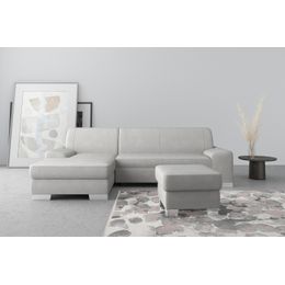 Ecksofa DOMO collection "Anzio L-Form, whlw. Bettfunktion, Federkern, hochwertig, Breite 271 cm", grau (hellgrau), B:271cm H:85cm T:160cm, Sofas, Ecksofa, Mit Bettfunktion, Recamiere links, Chenille-Struktur, hellgrau