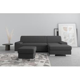 Ecksofa DOMO collection "Anzio L-Form, whlw. Bettfunktion, Federkern, hochwertig, Breite 271 cm", grau (anthratzit), B:271cm H:85cm T:160cm, Sofas, Ecksofa, Mit Bettfunktion, Recamiere rechts, Feinstruktur, anthratzit