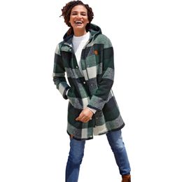 CRÉATION L Damen Jacke mit mehrfarbigem Karo-Muster moos-marine-kariert Größe 36