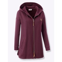 WITT Damen Sweatjacke mit 2-Wege-Rei&szlig;verschluss, burgund, Gr&ouml;&szlig;e 36