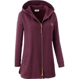 CRÉATION L Damen Sweatjacke mit 2-Wege-Reißverschluss burgund Größe 36