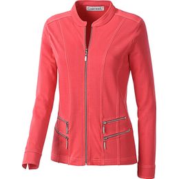 CR&Eacute;ATION L Damen Shirtjacke mit Rei&szlig;verschluss korallenrot Gr&ouml;&szlig;e 48