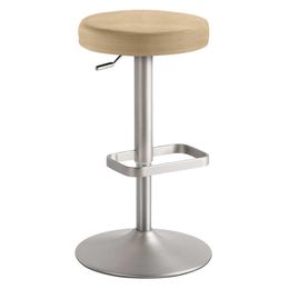 Pharao24.de Hocker mit Gasdrucklift in Beige Chromfarben