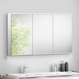evineo ineo PRO Spiegelschrank mit Waschtischbeleuchtung B: 120 H: 71 T: 18 cm, 3 T&uuml;ren, BEA051MI,