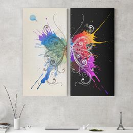 Bilderwelten 2-teiliges Leinwandbild Aquarell Kontrast