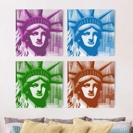 Bilderwelten Leinwandbild Stadt modern Kunstdruck Leinwanddruck - Freiheitsstatue - Skylines XXL Wohnzimmer Schlafzimmer