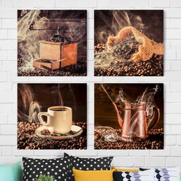 Bilderwelten Leinwandbild Kulinarisch Motiv Kunstdruck braun - Kaffee - Dampf - Kaffee XXL K&uuml;che