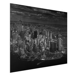 Alu-Dibond Schwarz-Wei&szlig; New York - Manhattan aus der Luft