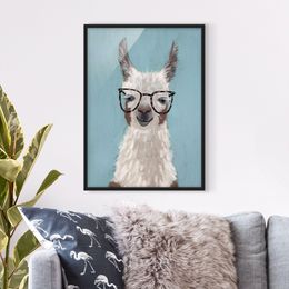 Kinderzimmer Bild mit Rahmen Lama mit Brille II