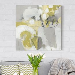 Bilderwelten Leinwandbild originell Abstrakt Kunstdruck grau - Zitronen im Nebel I - Wandbild XXL Wohnzimmer Schlafzimmer