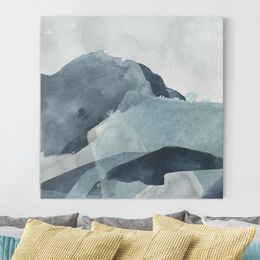 Bilderwelten Leinwandbild originell Abstrakt Aquarell Leinwanddruck - Wogen in Blau II - Wandbild XXL Wohnzimmer Schlafzimmer