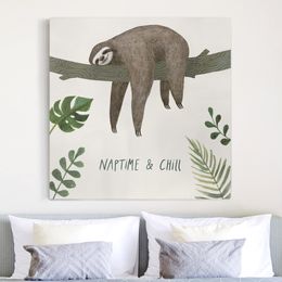 Leinwandbild Kinderzimmer Faultier Spr&uuml;che - Chill