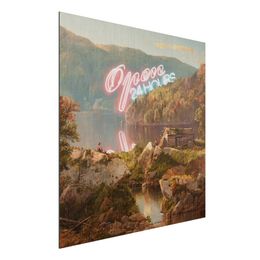 Bilderwelten Alu Dibond Outdoor Bild Natur gr&uuml;n Fotomontage wetterfest - Open 24 Hours - Berg Wohnzimmer Schlafzimmer