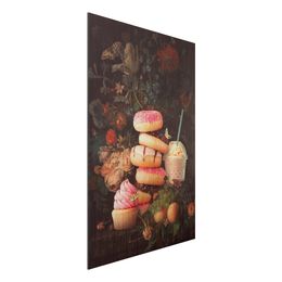 Bilderwelten Alu Dibond Outdoor Bild Blumen schwarz Vintage wetterfest - S&uuml;&szlig;es Blumenbouquet - Backen K&uuml;che