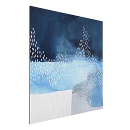 Alu Dibond Outdoor Bild - Abstrakter Wasserfall - originell blau Abstrakt wetterfest Deko Wohnzimmer Schlafzimmer