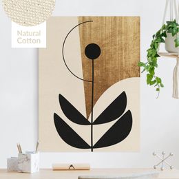 Bilderwelten Leinwandbild Abstrakte Formen - Blume Gold