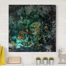 Bilderwelten Leinwandbild Goldene Meeres-Inseln Abstrakt