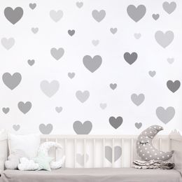 Bilderwelten Wandtattoo Kinderzimmer 85 Herzen Grau Set Mädchenzimmer Baby Jungenzimmer Wandsticker Babyzimmer Wandaufkleber