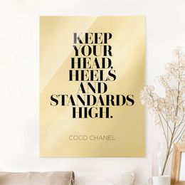 Bilderwelten Glasbild Spr&uuml;che modern weiss Glas Wandbild - Keep your head high - Spr&uuml;che Wohnzimmer Schlafzimmer