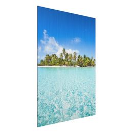 Bilderwelten Alu Dibond Outdoor Bild Strand t&uuml;rkis Tropisch wetterfest - Crystal Clear Water - Karibik Wohnzimmer Schlafzimmer