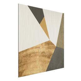 Alu Dibond Outdoor Bild - Clovis - gold modern wetterfest Geometrisch Wohnzimmer Schlafzimmer