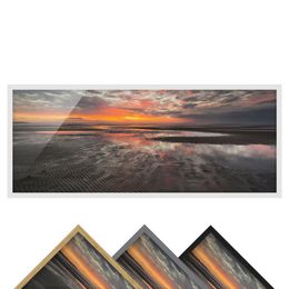 Strand Bild mit Rahmen Sonnenaufgang im Watt