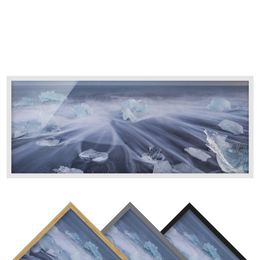Natur & Landschaft Bild mit Rahmen Eisbrocken am Strand Ostisland