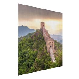 Alu Dibond Outdoor Bild - Die unendliche Mauer von China - Natur gr&uuml;n Motiv wetterfest China Wohnzimmer Schlafzimmer