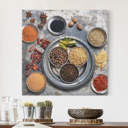 Bilderwelten Leinwandbild - Quadrat Shabby Gew&uuml;rzplatte