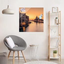 Bilderwelten Glasbild Stadt Motiv orange Glas Wandbild - Goldenes Venedig - Architektur Wohnzimmer Schlafzimmer