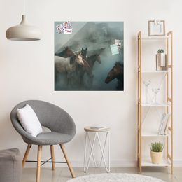 Bilderwelten Glasbild Tiere Motiv einzigartig Glas Wandbild - Wilde Pferde - Pferde Wohnzimmer Schlafzimmer