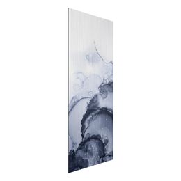 Bilderwelten Alu Dibond Outdoor Bild blau Illustration Aquarell - Spiel der Farben Blaue Tusche - Deko Wohnzimmer Schlafzimmer