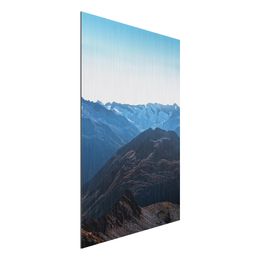 Bilderwelten Alu Dibond Outdoor Bild Natur blau Motiv wetterfest - Gutes Wetter in den Bergen - Berg Wohnzimmer Schlafzimmer