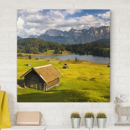 Bilderwelten Leinwandbild Natur Motiv Kunstdruck gr&uuml;n - Geroldsee Oberbayern - Landschaft XXL Wohnzimmer Schlafzimmer