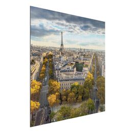 Bilderwelten Alu Dibond Outdoor Bild Natur beige Motiv wetterfest - Nice day in Paris - Architektur Wohnzimmer Schlafzimmer