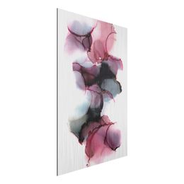 Alu Dibond Outdoor Bild - Weg des Windes Violett und Gold - originell pink modern Aquarell Deko Wohnzimmer Schlafzimmer