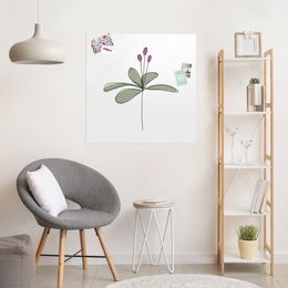 Bilderwelten Glasbild Blumen Line Art gr&uuml;n Glas Wandbild - Seerose Line Art - Deko Wohnzimmer Schlafzimmer
